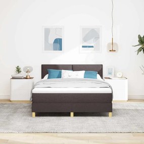 Postel s boxspringem s čelo Tmavě hnědá 140 x 200 cm textil 3338926