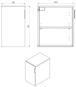 Sapho CIRASA skříňka spodní dvířková 30x52x46cm, pravá/levá, borovice rustik - CR302-1616