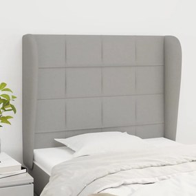 Čelo postele typu ušák světle šedé 93 x 23 x 118/128 cm textil 3117938