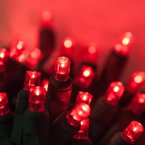 Venkovní LED vánoční řetěz - červená, 10m, 100 LED