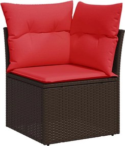 10dílná zahradní sada pohovek s polštáři hnědá polyratan 3268144