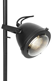 Průmyslová stojací lampa černá 2 světla - Emado