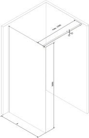 Mexen Kioto, sprchová zástěna Walk-In 80 x 200 cm, 8mm čiré sklo bílý vzor, ​​broušená ocel profil, 800-080-101-97-97