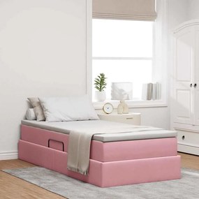 Postel s úložným prostorem a matrací Růžová 90 x 190 cm samet 3370274