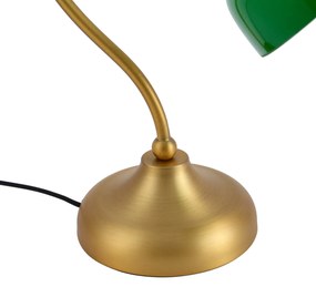 Klasická stolní lampa bronzová se zeleným opálovým sklem - Clerk