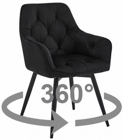 Otočné jídelní křeslo JORK360 VELVET, černé