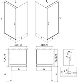 Mexen Mist-B, 1-křídlý ​​výklopný sprchový kout 85 x 95 cm, čiré sklo, černý profil, 8A2T-085-095-70-00