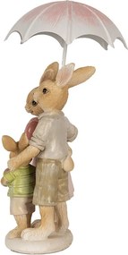 Dekorace rodinka králíci pod deštníkem - 9*9*19 cm