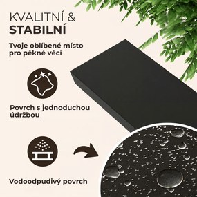 Nástěnná police FIGO + konzole, 90cm, černá Casaria