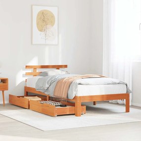 Rám postele se zásuvkami bílý 75 x 190 cm masivní borové dřevo