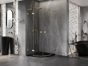 Mexen Lunar, L výklopný půlkruhový sprchový kout 100 x 100 cm, 8mm čiré sklo, zlatý profil, 833L-100L-100P-50-00