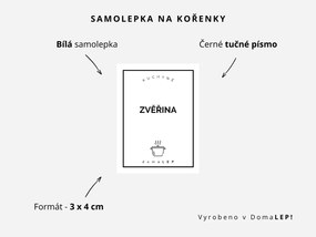 ZVĚŘINA - Samolepka na kořenky 3 x 4 cm - DomaLEP varianta: PRŮHLEDNÁ - tučné písmo