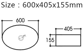 BPS-koupelny Keramické umyvadlo na desku HYD-CI-MAR3-600 60x40,5 cm, černý mramor