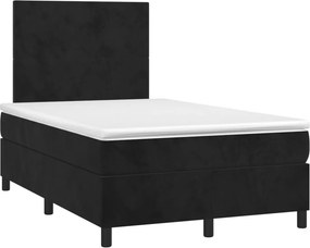Box spring postel s matrací a LED černá 120x200 cm samet 3135995