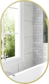 HOMCOM Oválné zrcadlo do koupelny 40x70 cm s hliníkovým rámem Dekorativní nástěnné zrcadlo Horizontální nebo vertikální pro obývací pokoj, vstup nebo