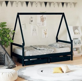 vidaXL Dětská postel se zásuvkami 80x160 cm masivní borové dřevo [834475] Barva: Černá