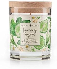 Sójová svíčka VONTREE CANDLE Citronová tráva a Bergamot | 175 g Typ víčka: Dřevěné víčko