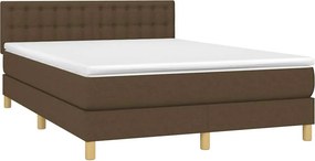 Box spring postel s matrací a LED tmavě hnědá 140x190 cm textil 3134032