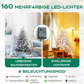 Costway Umělý vánoční stromek s vícebarevnými LED světly a 8 světelnými režimy