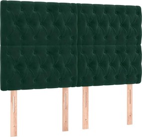 Čelo postele tmavě zelené 144x7x118/128 cm sametové 3116719