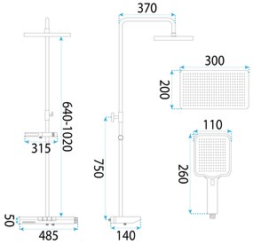 Sprchový komplet s termostatickou baterií REA PEDRO Černý