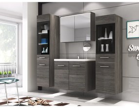 Koupelnový nábytek Apogon II, Barva: bílá + šedý lesk, Sifon k umyvadlu: ne, Osvětlení: osvětlení LED - bílé, Baterie: ne