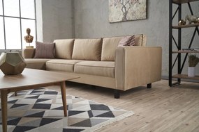 Hanah Home Sametová pohovka KALE krémová levá 825BLC2725