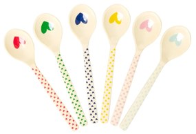 rice Melaminová lžička Tea Spoon Heart Typ A, červená barva, růžová barva, modrá barva, zelená barva, žlutá barva, bílá barva, melamin