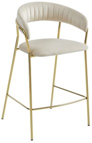 BADIA LUX Luxusní barová židle ve velurovém stylu v béžové barvě