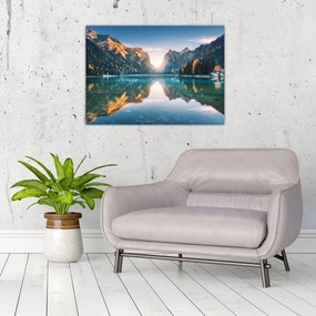 Skleněný obraz - Horské jezero (70x50 cm)