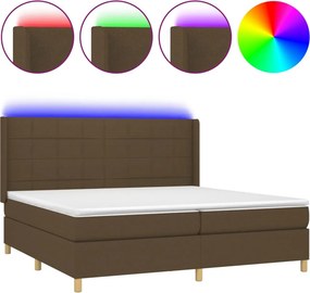 Box spring postel s matrací a LED tmavě hnědá 200x200 cm textil 3138904