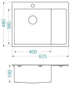 ALVEUS 1124383 - Kuchyňský dřez QUARTO 61,5x48 cm satin