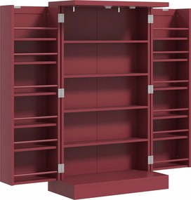 HOMCOM Kuchyňský Buffet Úložný Skříňka 12 Nastavitelných Polic Dveřní Police 60 x 30 x 104 cm pro Obývací Pokoj a Jídelnu v Červeném Dřevě