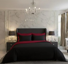 Saténové povlečení LUXURY COLLECTION vínové/černé - 1x 140/220, 1x 70/90cm