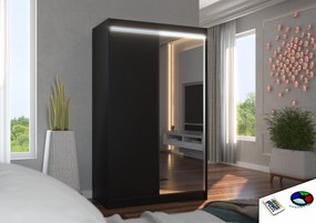 ADRK Furniture Posuvná skříň se zrcadlem a LED osvětlením REWENA 120 ADRK-SW-REW-B-120+L