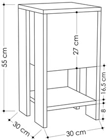 Noční stolek EMA 55x30 cm bílá/béžová