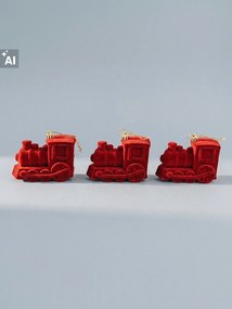 Sinsay - Vánoční baňky ve tvaru lokomotivy 3 pack - červená