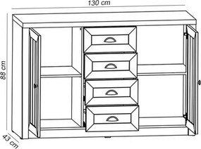 Komoda PROVENCE K4S, sosna andersen/dub lefkas.