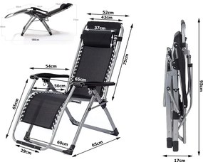 Verk Group Zahradní lehátko plážový skládací polštář gravitace gravitace vyztužená