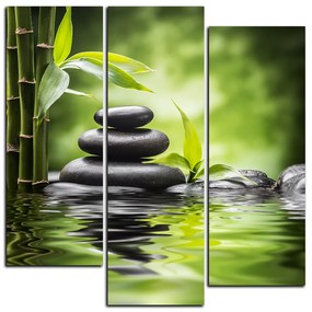 Obraz na plátně - Zen kameny a bambus - čtverec 3193C (105x105 cm)