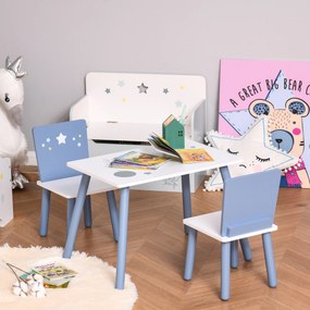HOMCOM Dětský stůl a 2 židle Sada Dřevěný stůl se židlemi pro děti 2-4 roky Stůl 60x40x43 cm a židle 28x26x48 cm do ložnice nebo obývacího pokoje Bíl…