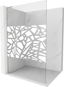 Mexen Kioto L, sprchová zástěna Walk-In 90 x 200 cm, 8mm čiré sklo bílý vzor, ​​broušená ocel profil, 800-090-103-97-85