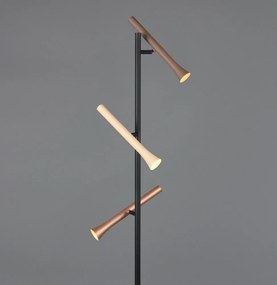 Černá LED stojací lampa s kovovým stínidlem (výška 150 cm) Fiato – Trio