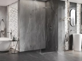 Mexen Lunar-B L výklopný sprchový kout pravý 100 x 100 cm, čiré sklo, broušená ocel, 832L-100-100-97-00-P