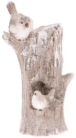 Ptáčci sedící na větvi,  zimní dekorace z polyresinu - KER359