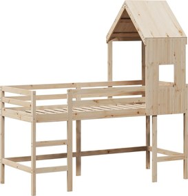 Patrová postel s žebříkem a střechou 80 x 200 cm borovice 3282028