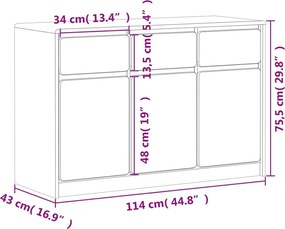 vidaXL Příborník SAUDA dub 114 x 43 x 75,5 cm masivní borové dřevo [377601]