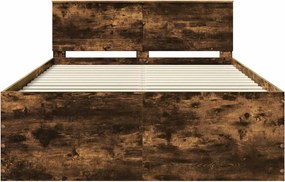 Rám postele s čelo Kouřový dub 150 x 200 cm Kompozitní dřevo 3408568