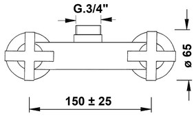 Sapho Sapho, TRAX nástěnná sprchová baterie ke sprchovému sloupu 990E, chrom, 686R