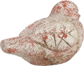 Cihlovo-šedá antik cementová dekorace ptáček Brocante - 14*9*10 cm